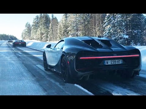 4 Bugatti Chirons Cold Winter Testing | Video | CarThrottle